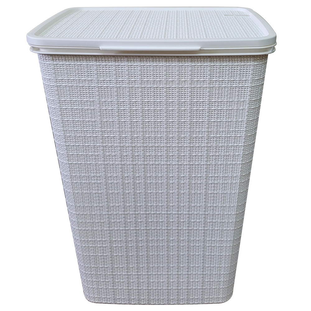 Plastic Rattan Laundry Basket with Lid | YBM Home