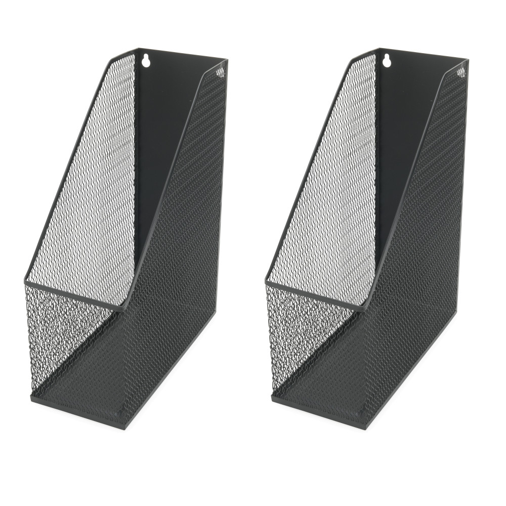 Mesh Extra Wide Wall Mount or Desktop File Holder, Black - Pack of 2 ...
