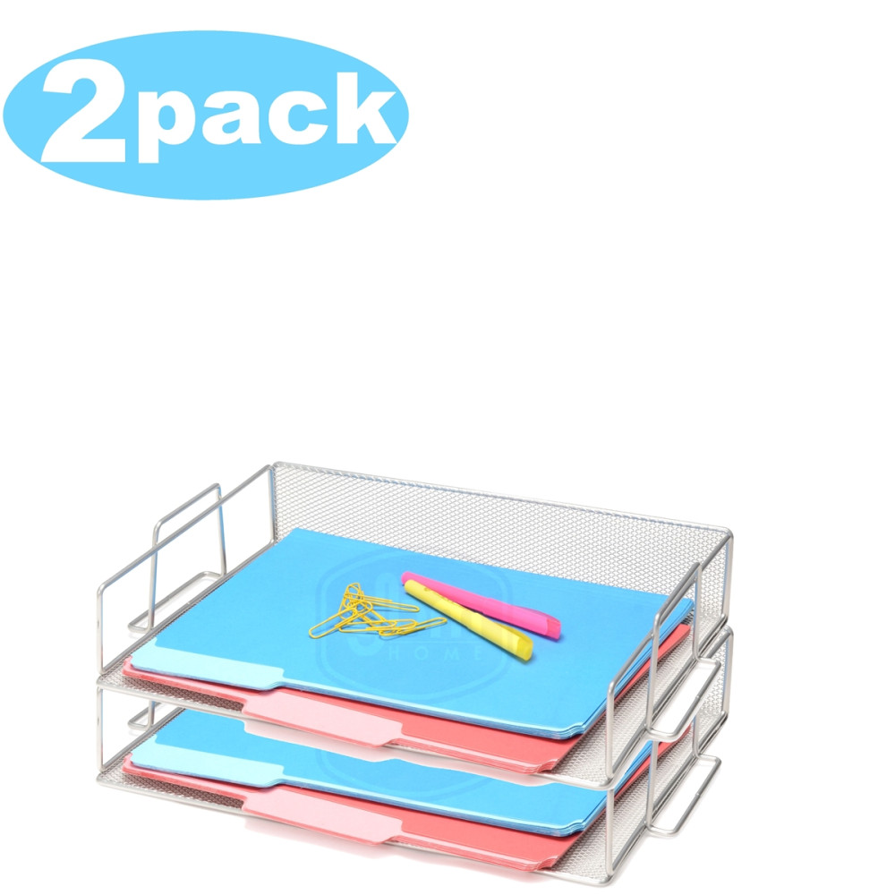 Mesh Stackable Letter Paper Tray, Silver - Pack of 2 - Mesh Collection ...