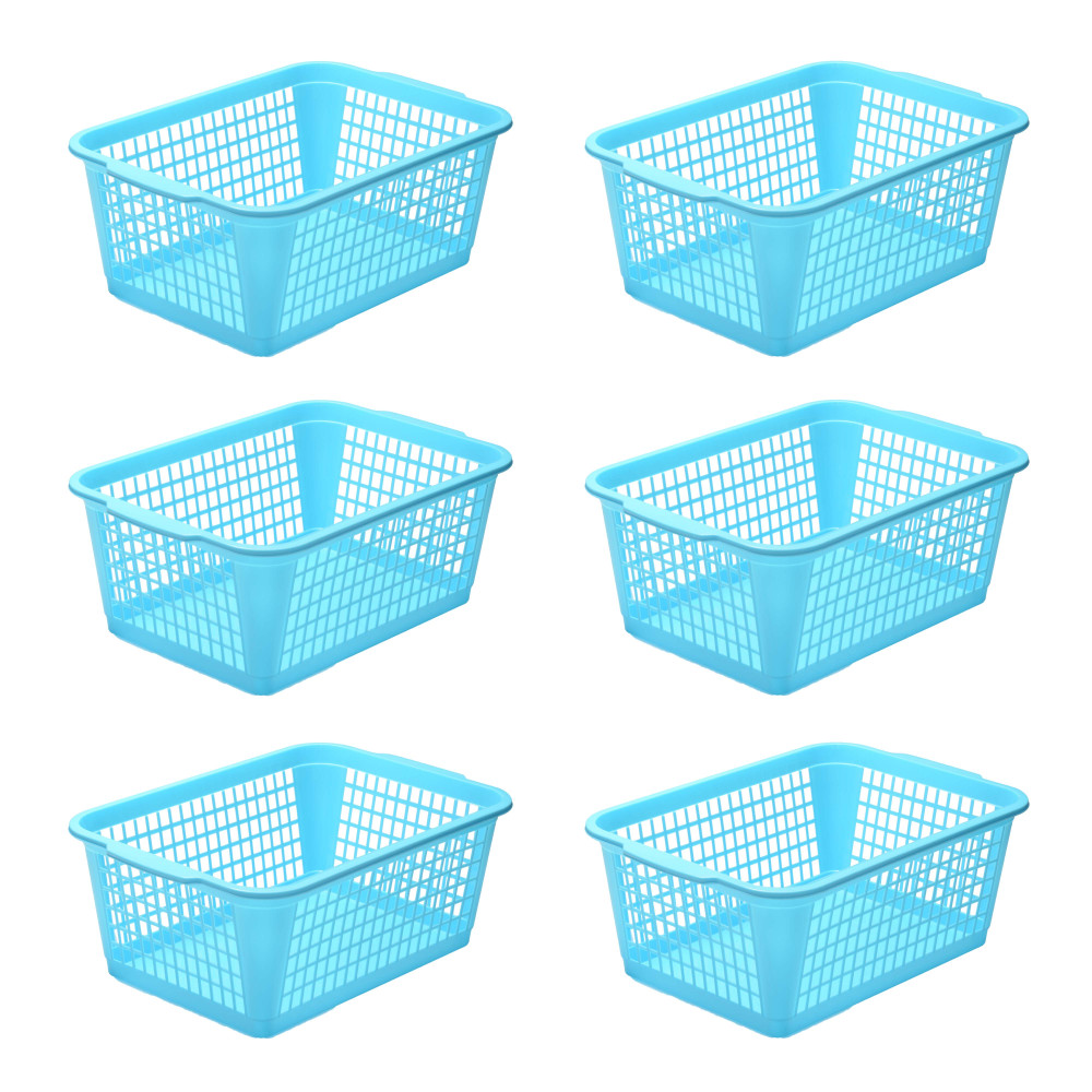 Large Plastic Storage Basket 15 x 10 x 6 Inch, 6 Pack - Plastic ...