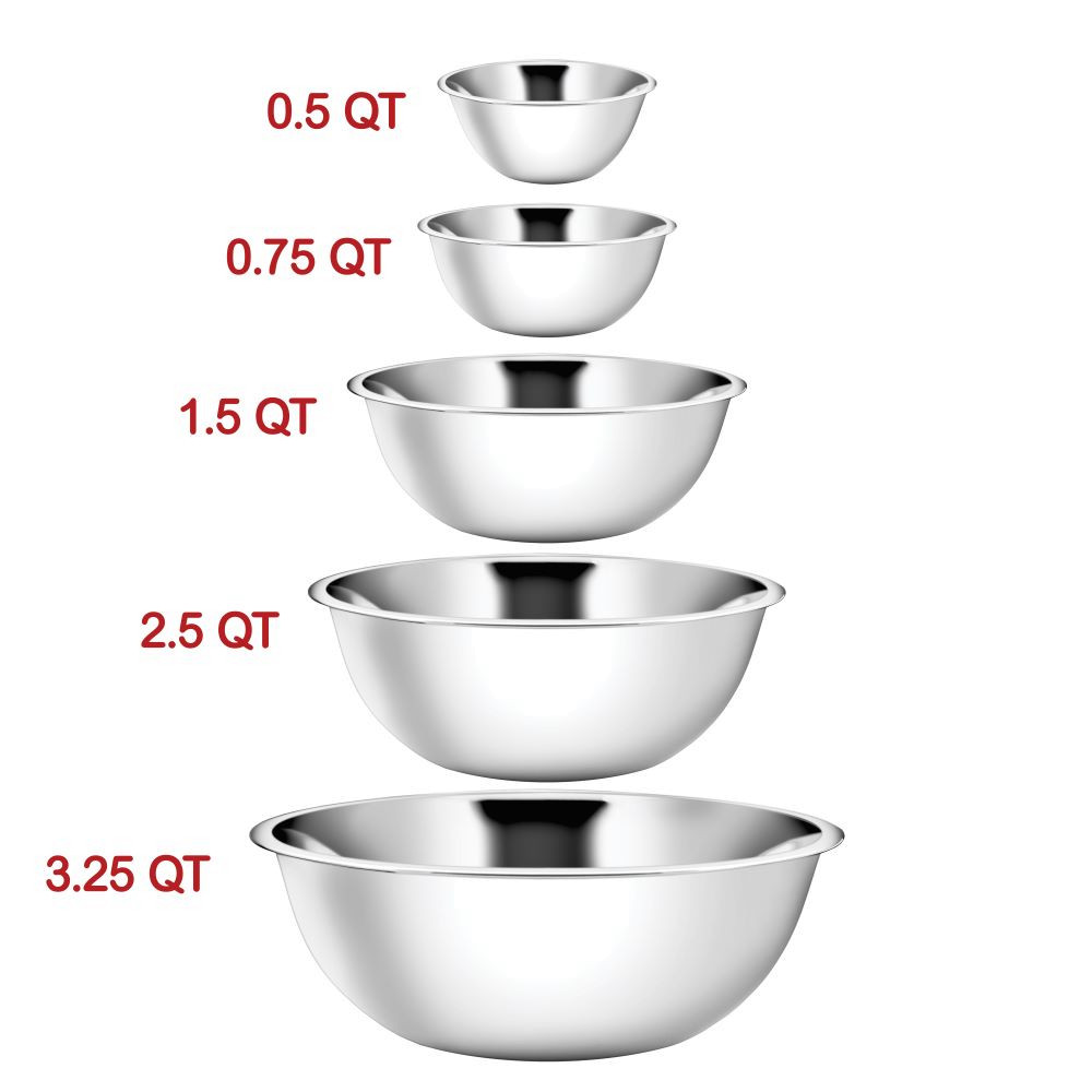 Premium Stainless Steel Mixing Bowls, Set of 5 Sizes | YBM Home