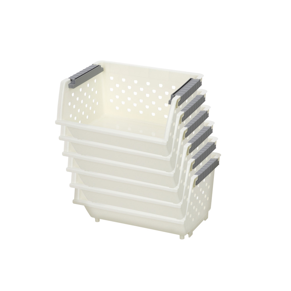 Plastic Open Stacking Bin, 3 and 6 Pack | YBM Home