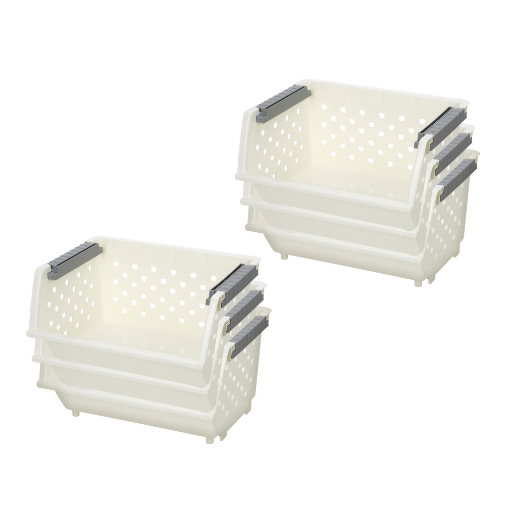 Plastic Open Stacking Bin, 3 and 6 Pack | YBM Home