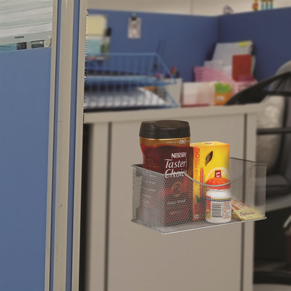 White Mesh Magnetic Storage Basket 11x5.5x5, Pack of 8 | YBM Home