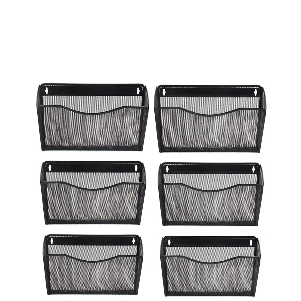 Mesh Single Pocket Wall Mount File Holder, Black | YBM Home