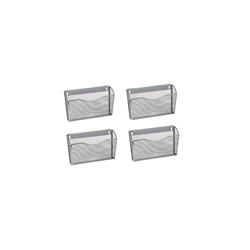 Mesh Single Pocket Wall Mount File Holder, Silver | YBM Home