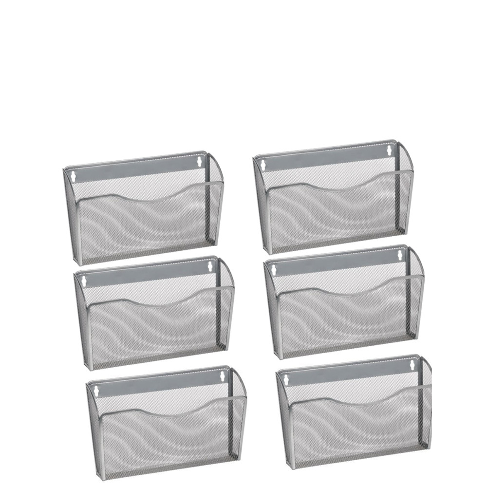 Mesh Single Pocket Wall Mount File Holder, Silver | YBM Home