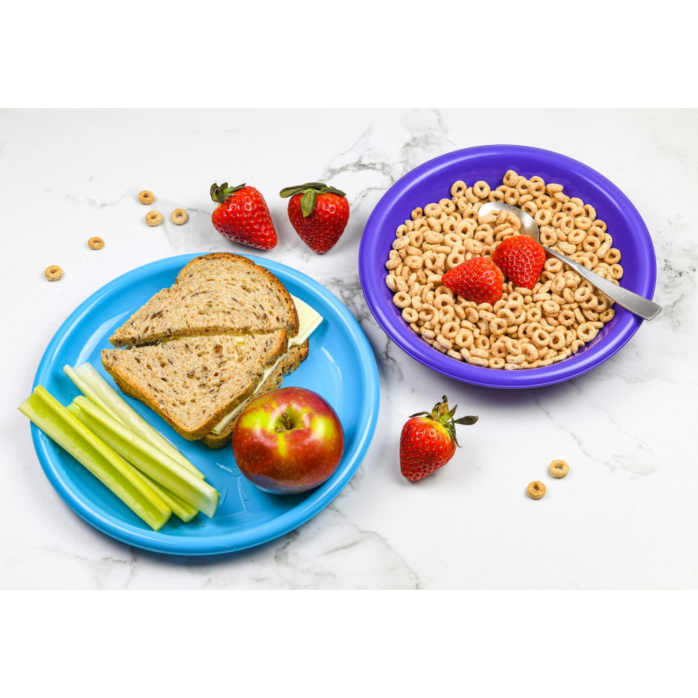 Round Flat Plastic Plate 8-Inch, Pack of 6 | YBM Home