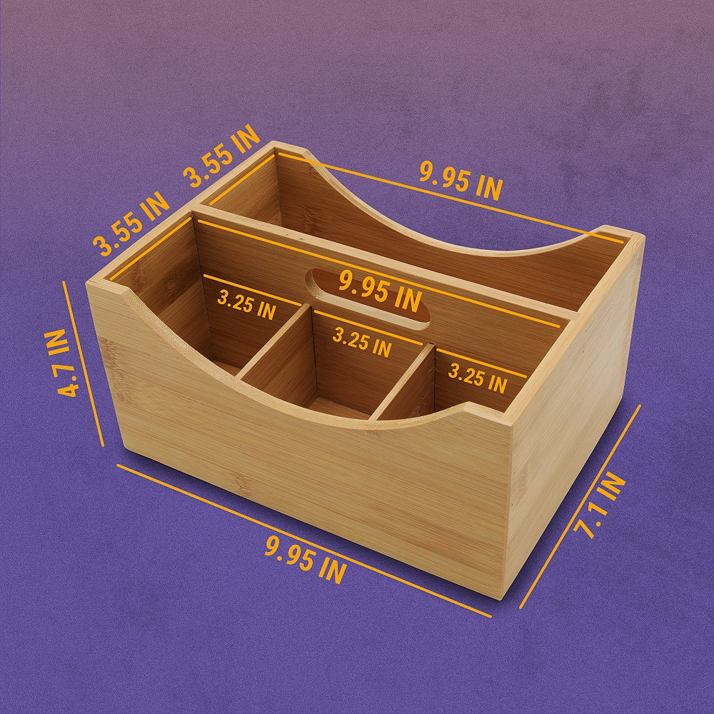 4 Compartment Bamboo Caddy with Handle - All Products | YBM Home