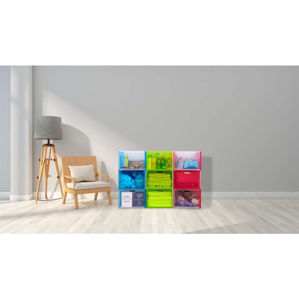 Stackable Storage Cubes Organizer Green and White | YBM Home